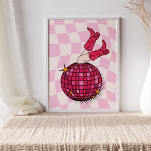 Disco Cowgirl Print Pink Rodeo Print Preppy Western Wall Art Hot Pink ...