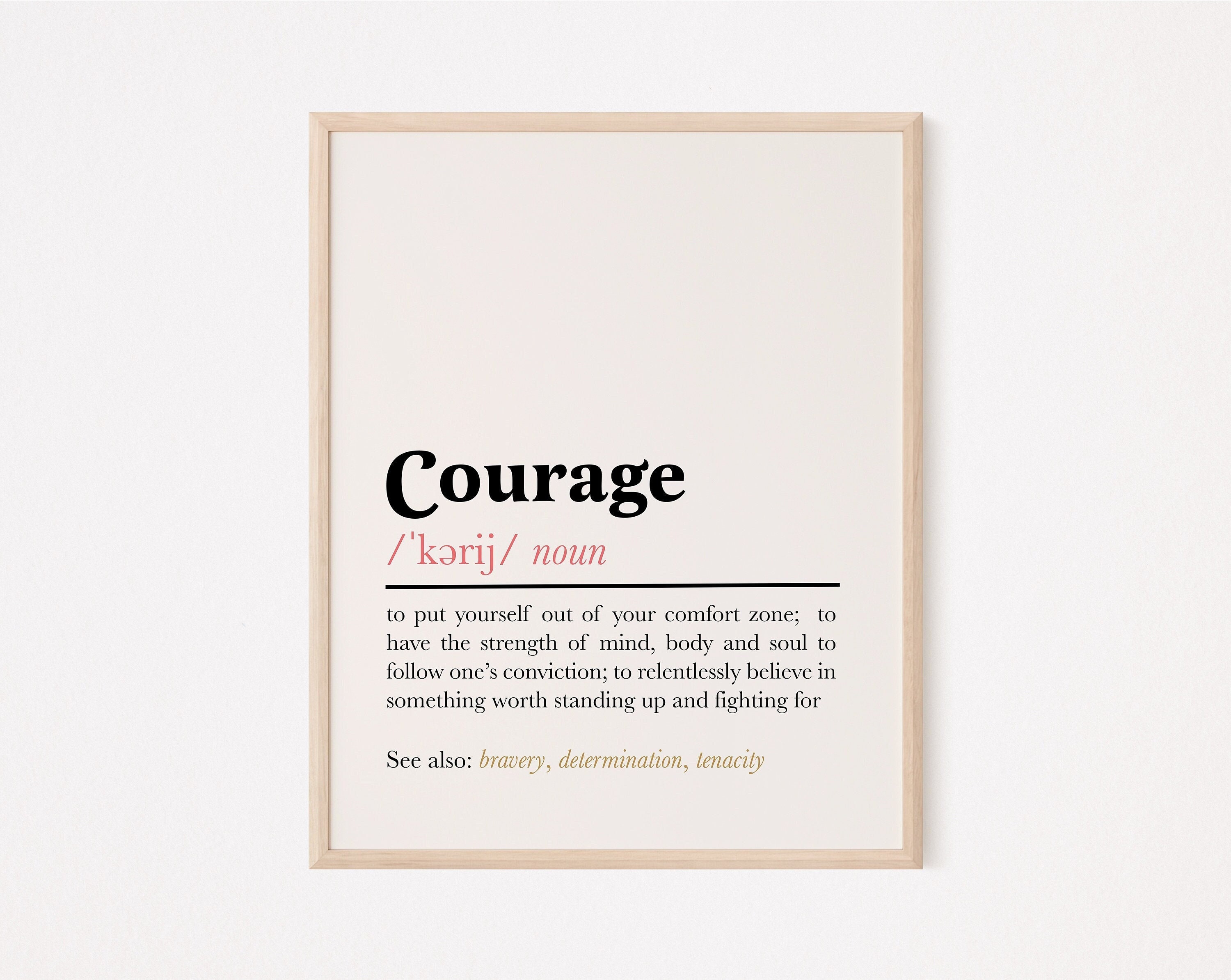Courage Definition Print Courage Quote Print Courage Wall - Etsy