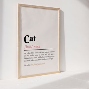 Cat Definition Print | Definition of Cat Wall Art | Cat Quote Print ...