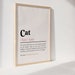 Cat Definition Print Definition of Cat Wall Art Cat Quote - Etsy