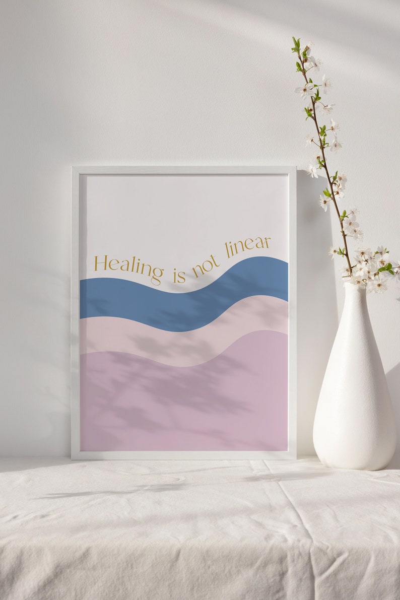 Healing is Not Linear Print | Therapy Wall Decor | Mental Health Print ...