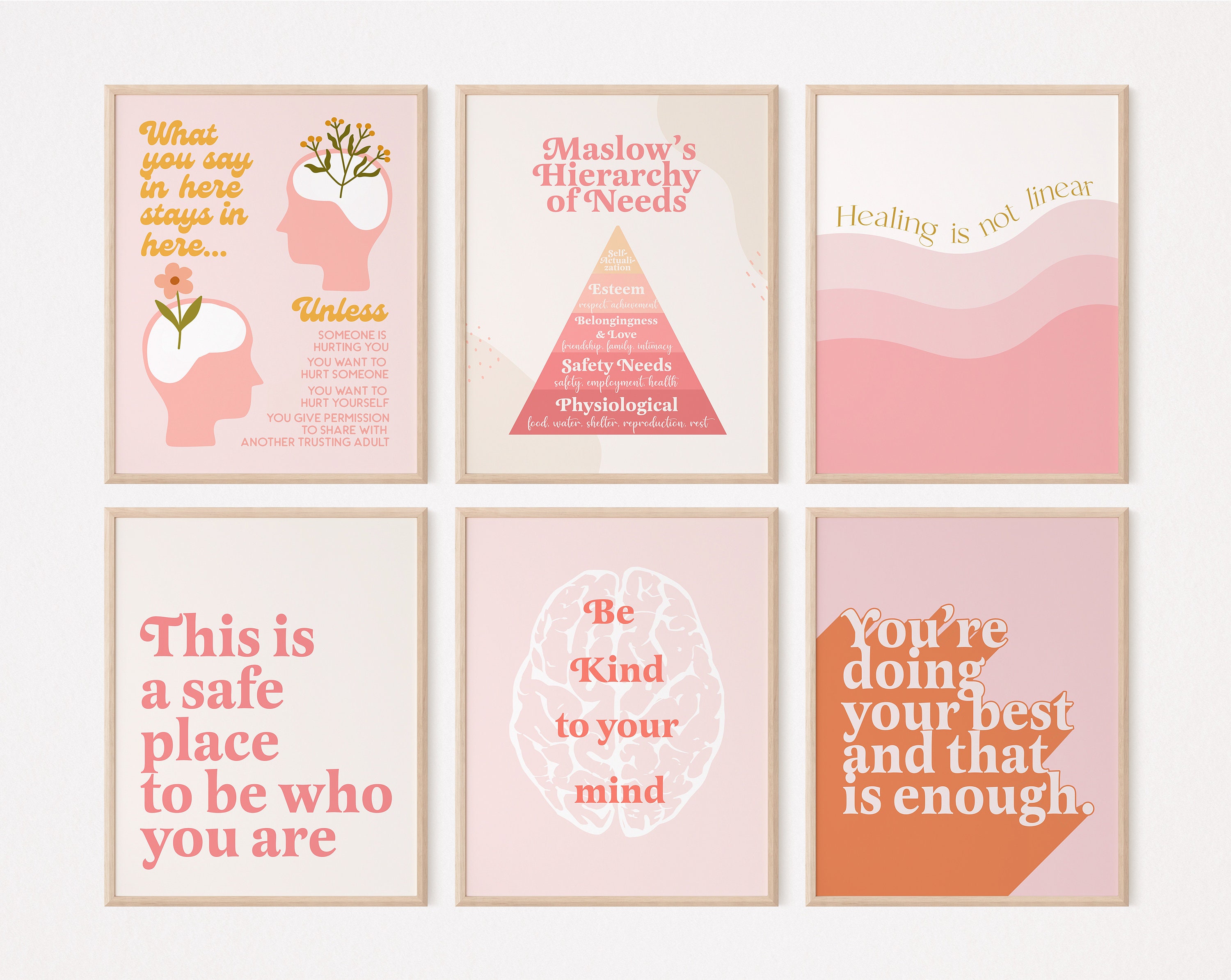 Set of 6 Mental Health Prints Therapist Office Wall Decor - Etsy