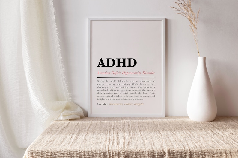 ADHD Definition Print | Adhd Poster | Attention Deficit Hyperactivity ...