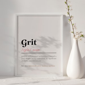Grit Definition Print | Grit Printable | Grit Quote Print | Grit Wall ...