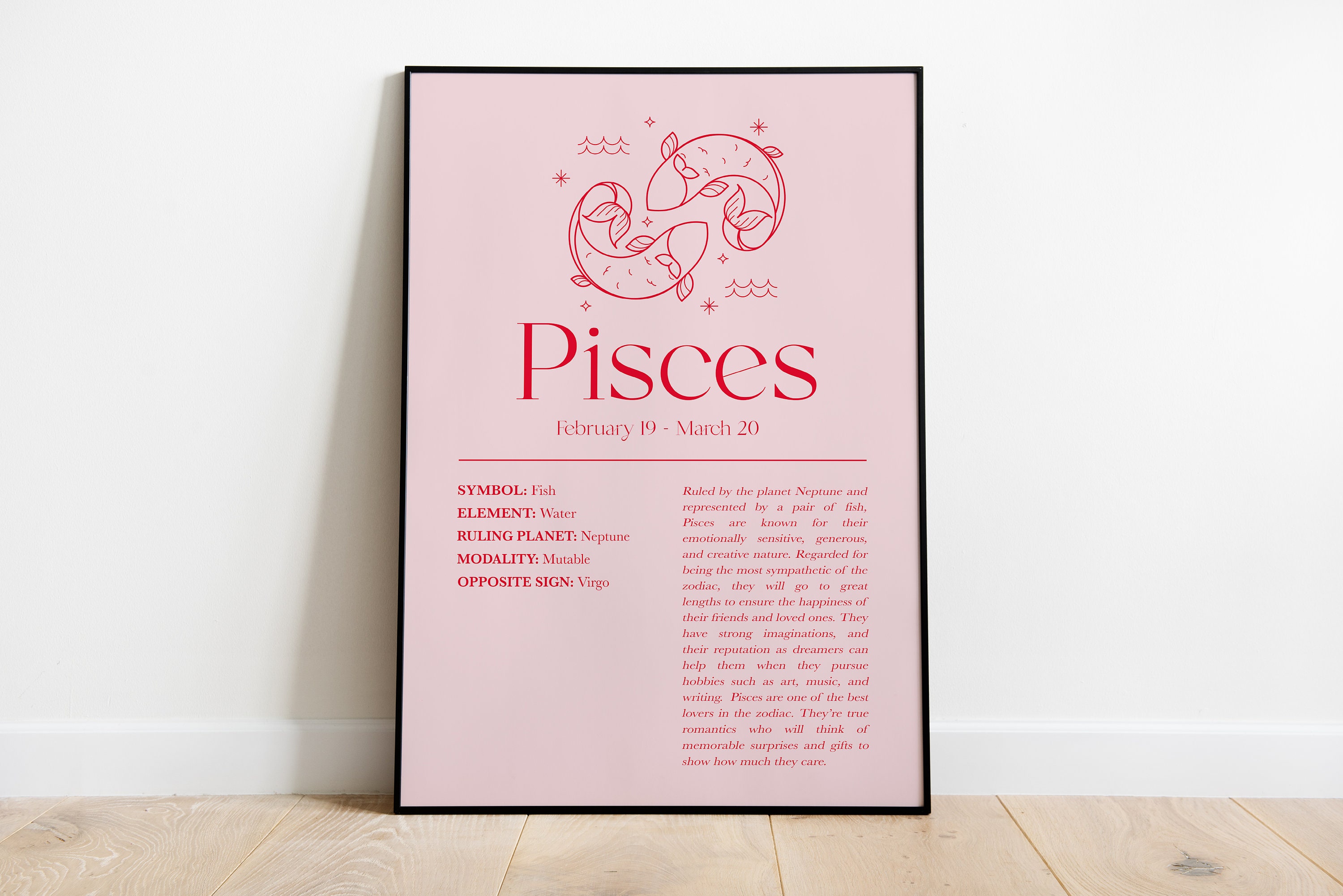 Pisces Print Zodiac Sign Print Astrology Print Zodiac - Etsy UK