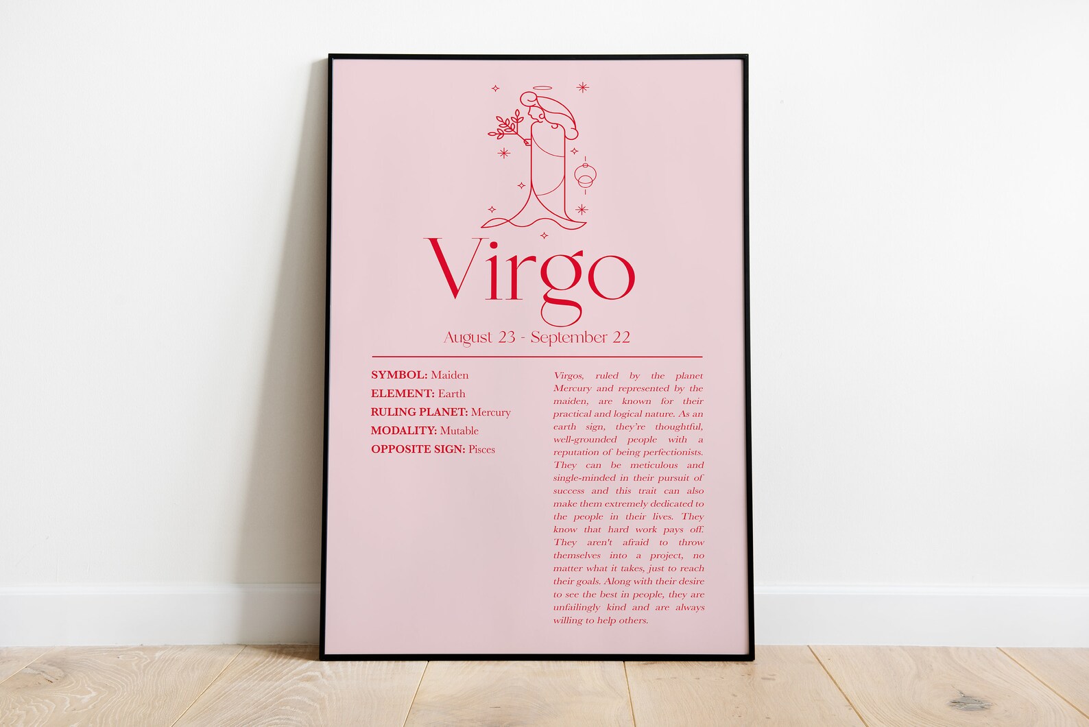 Virgo Print, Zodiac Sign Print, Astrology Print, Zodiac Astrology ...
