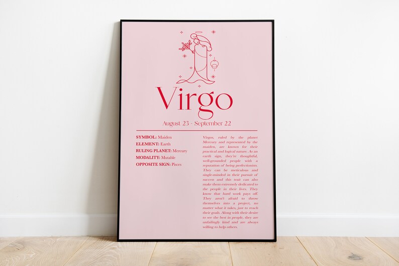 Virgo Print, Zodiac Sign Print, Astrology Print, Zodiac Astrology ...