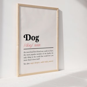 Dog Definition Print | Definition of Dog Wall Art | Dog Quote Print ...