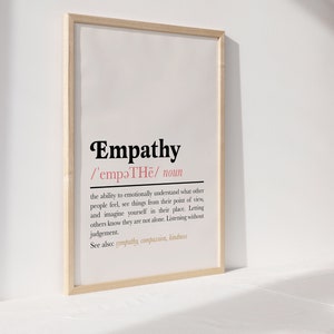 Empathy Definition Print | Empathy Poster | Empathy Wall Art | Empathy ...
