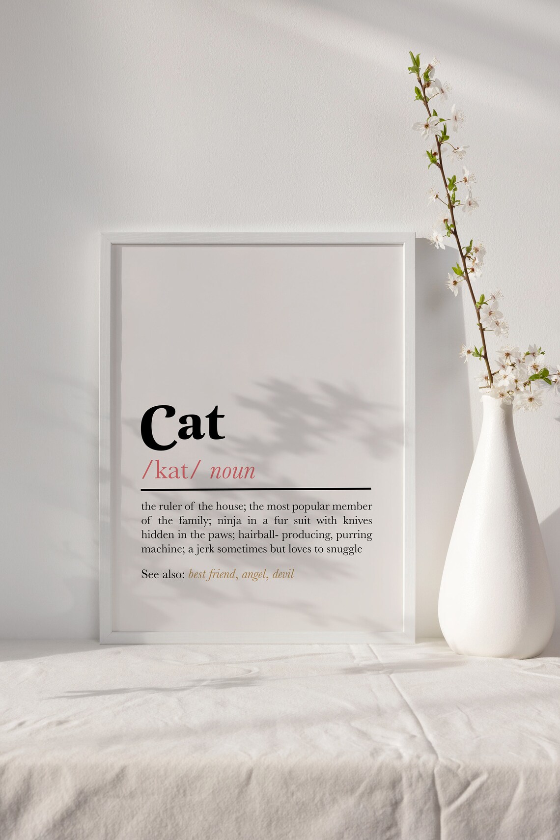 Cat Definition Print | Definition of Cat Wall Art | Cat Quote Print ...