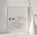 Cat Definition Print | Definition of Cat Wall Art | Cat Quote Print ...