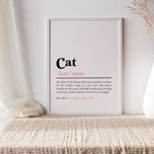 Cat Definition Print | Definition of Cat Wall Art | Cat Quote Print ...