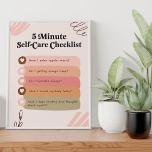 5 Minute Self-care Checklist Print | Self Care Print | Self Love Print ...