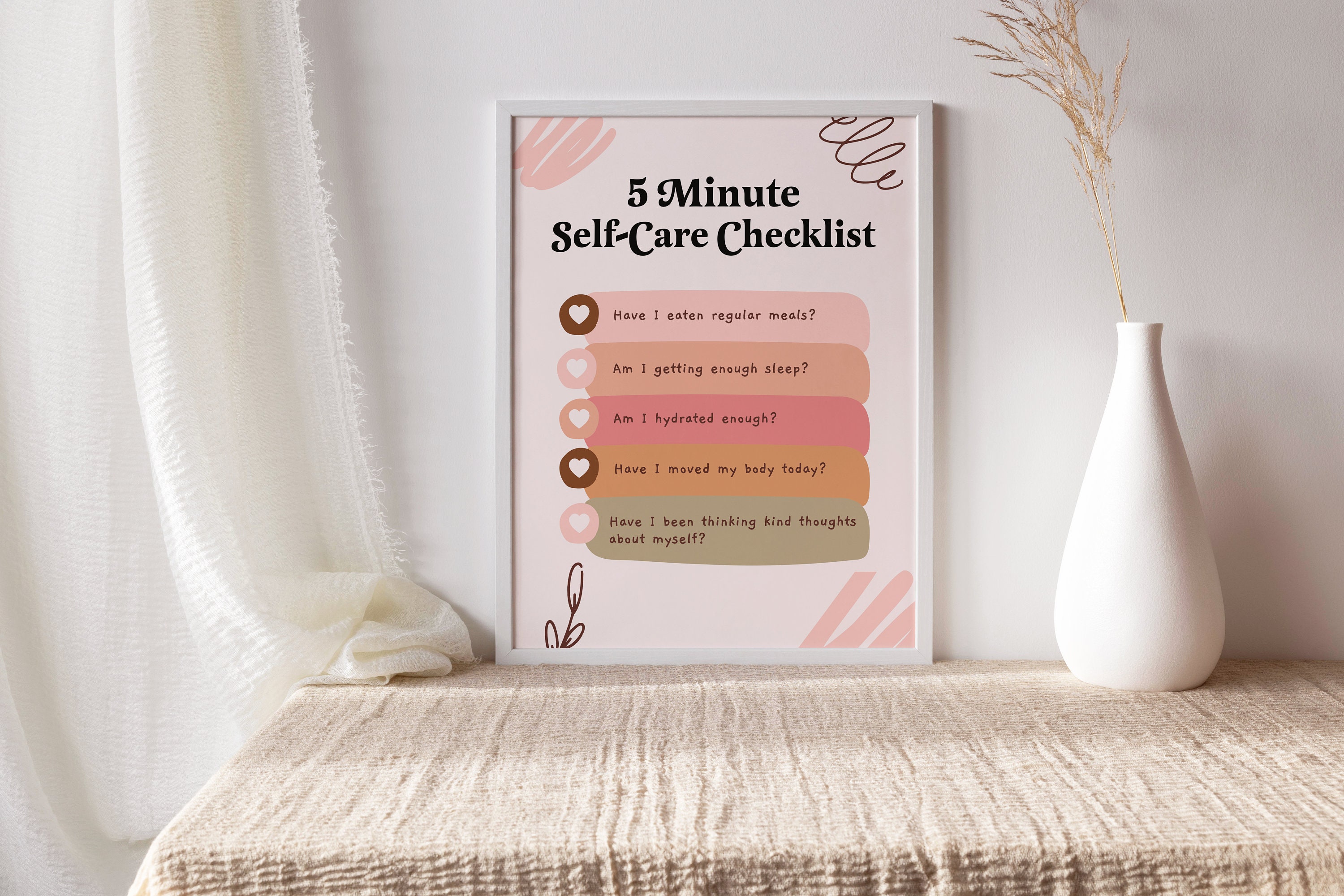 5 Minute Self-care Checklist Print Self Care Print Self - Etsy