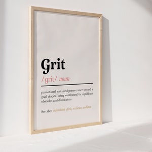 Grit Definition Print | Grit Printable | Grit Quote Print | Grit Wall ...