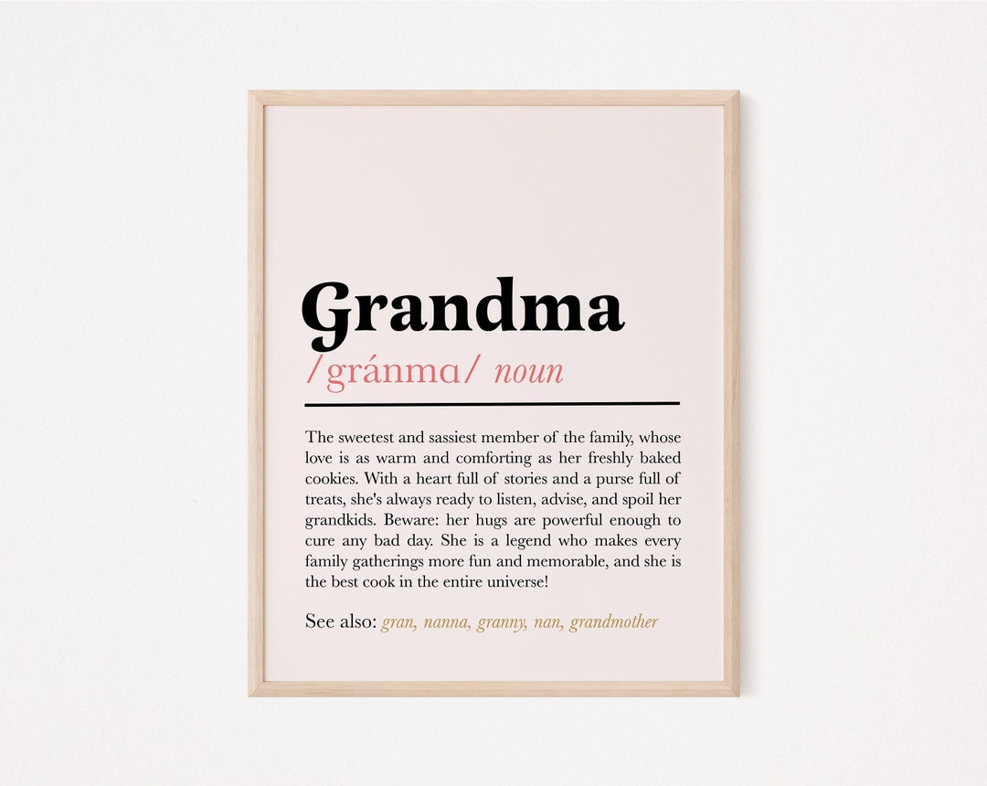 Grandma Definition Print | Grandmother Definition | Granma Mother's Day ...