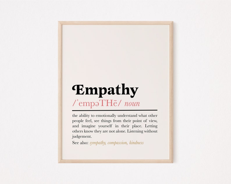 Empathy Definition Print Empathy Poster Empathy Wall Art - Etsy