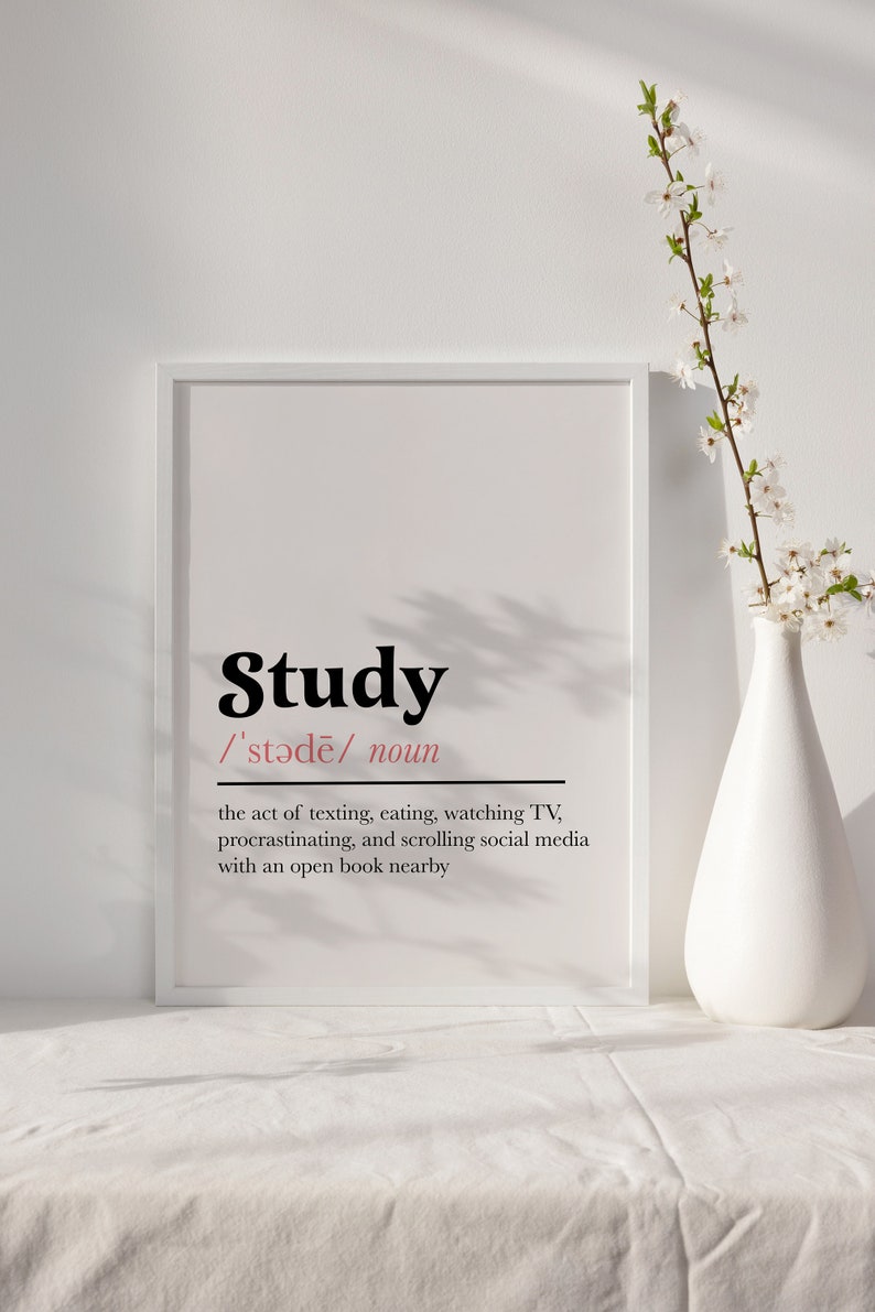 Study Definition Print Study Definition Quote College Dorm - Etsy