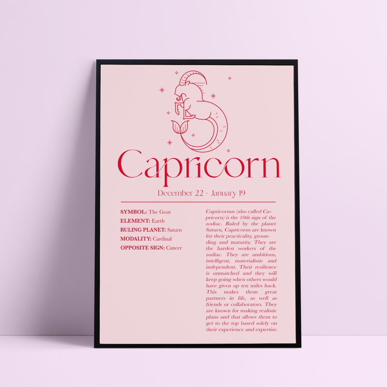 Capricorn Print, Zodiac Sign Print, Astrology Print, Zodiac Astrology ...