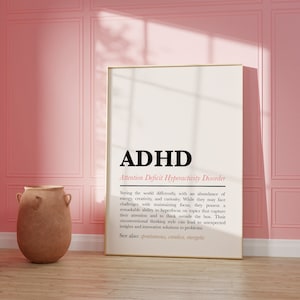 ADHD Definition Print | Adhd Poster | Attention Deficit Hyperactivity ...