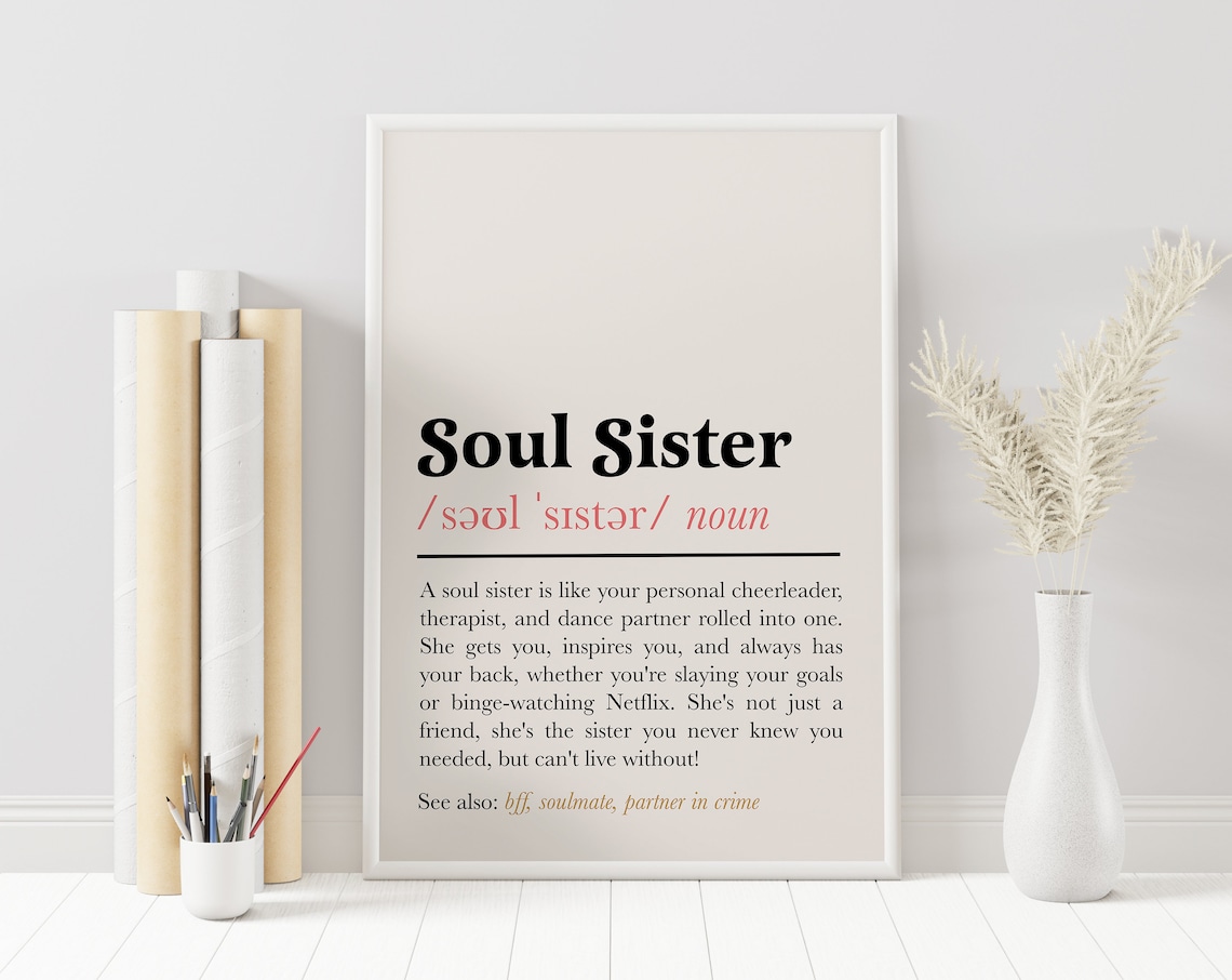 Soul Sister Definition Print | Gift for Best Friend | Bestie Print ...