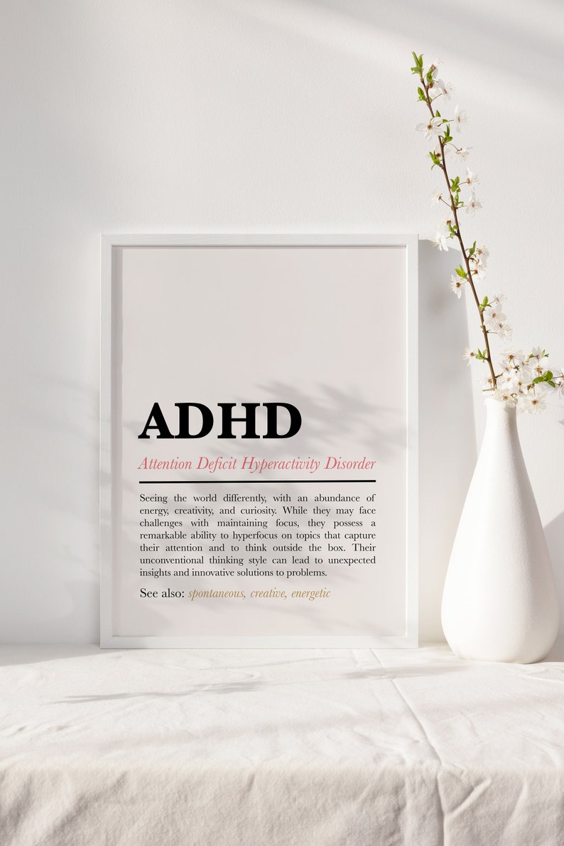 ADHD Definition Print | Adhd Poster | Attention Deficit Hyperactivity ...