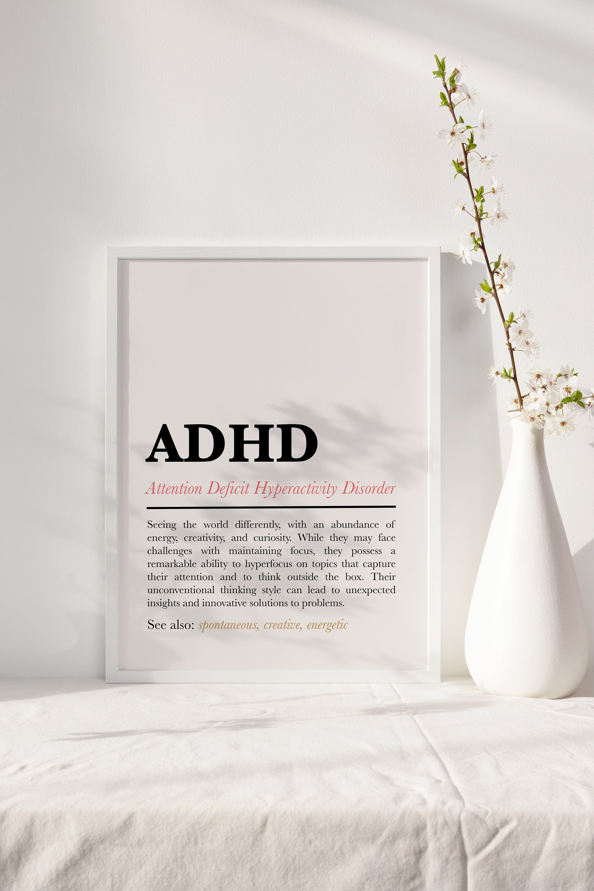 ADHD Definition Print | Adhd Poster | Attention Deficit Hyperactivity ...