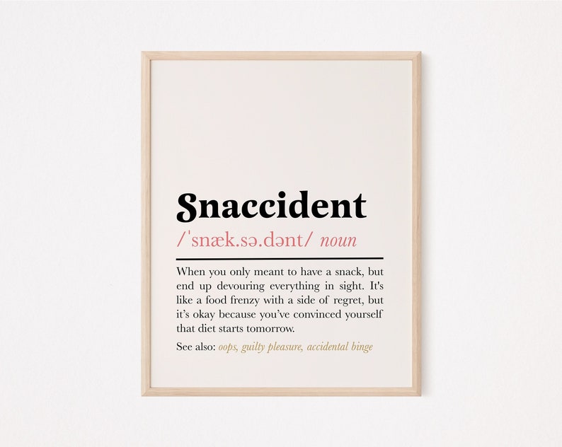 Snaccident Definition | Snaccident Sign | Funny Kitchen Decor | Boho ...