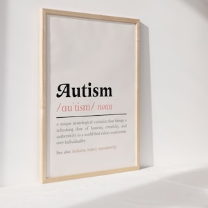 Autism Definition Print | Autism Poster | Autism Awareness Wall Art ...