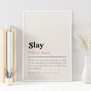 Slay Definition Quote Print Feminist Wall Art | Funny Inspirational ...