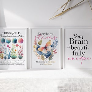 Set of 6 Neurodiversity Prints | Neurodivergent Wall Art | Autism ...