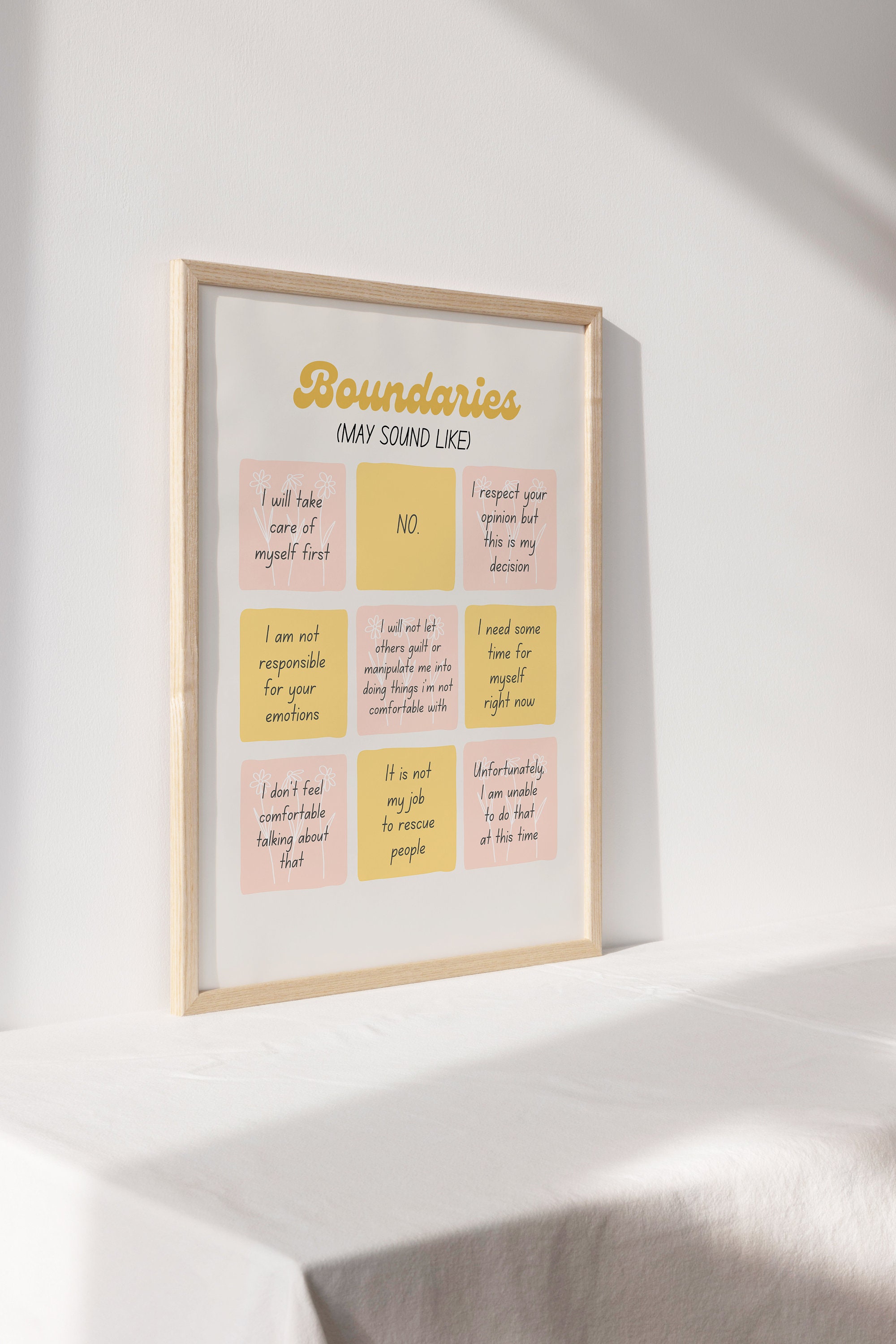 Boundaries Print | Boundaries Poster | Cbt Print | Therapy Office Decor ...