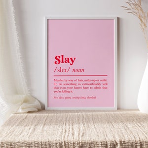Slay Definition Quote Print | Funny Feminist Print | Pink Trendy Preppy ...