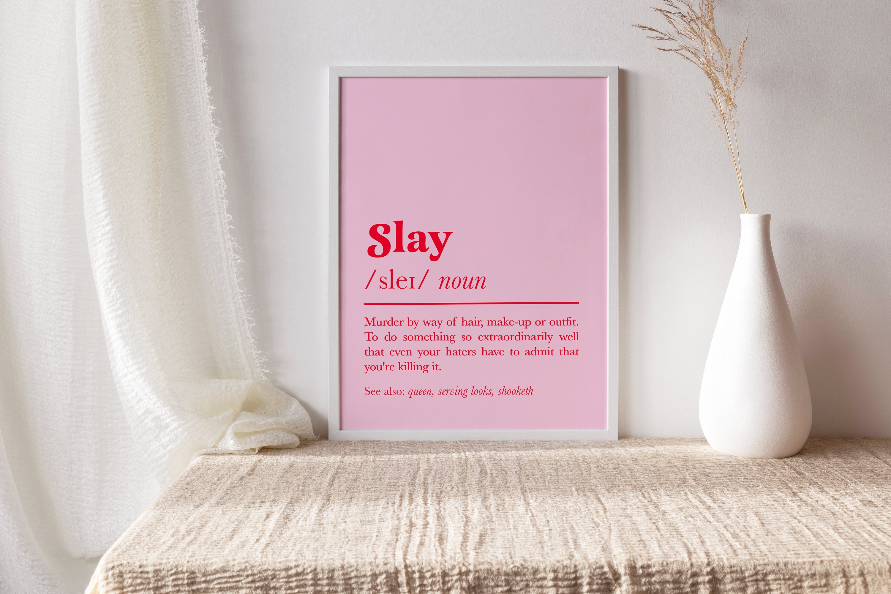 Slay Definition Quote Print | Funny Feminist Print | Pink Trendy Preppy ...