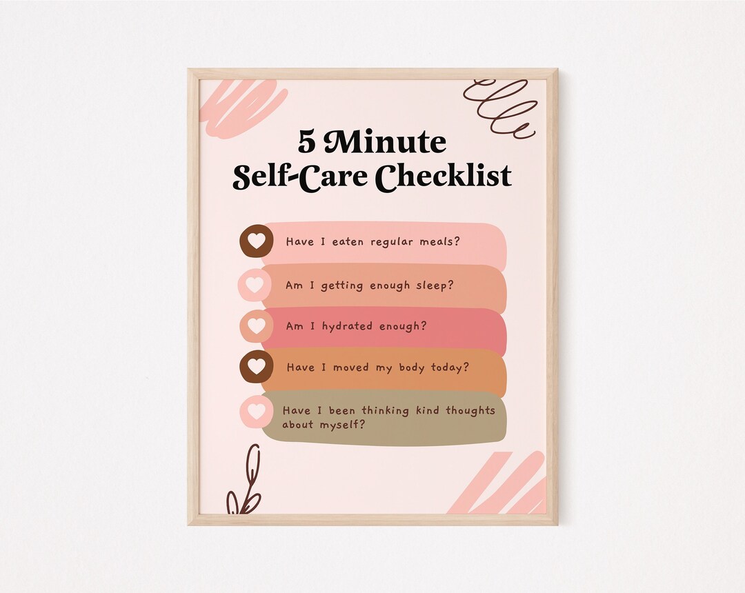 5 Minute Self-care Checklist Print | Self Care Print | Self Love Print ...