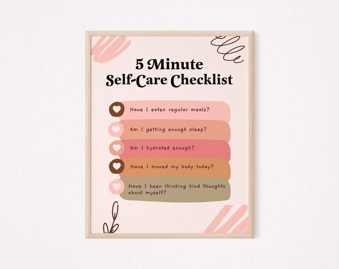 5 Minute Self-care Checklist Print Self Care Print Self - Etsy