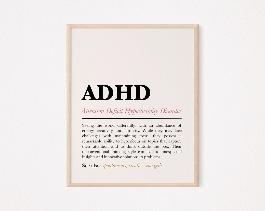 ADHD Definition Print | Adhd Poster | Attention Deficit Hyperactivity ...