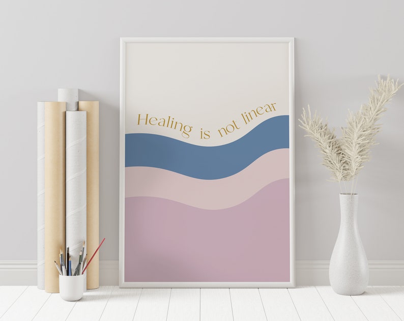 Healing is Not Linear Print | Therapy Wall Decor | Mental Health Print ...