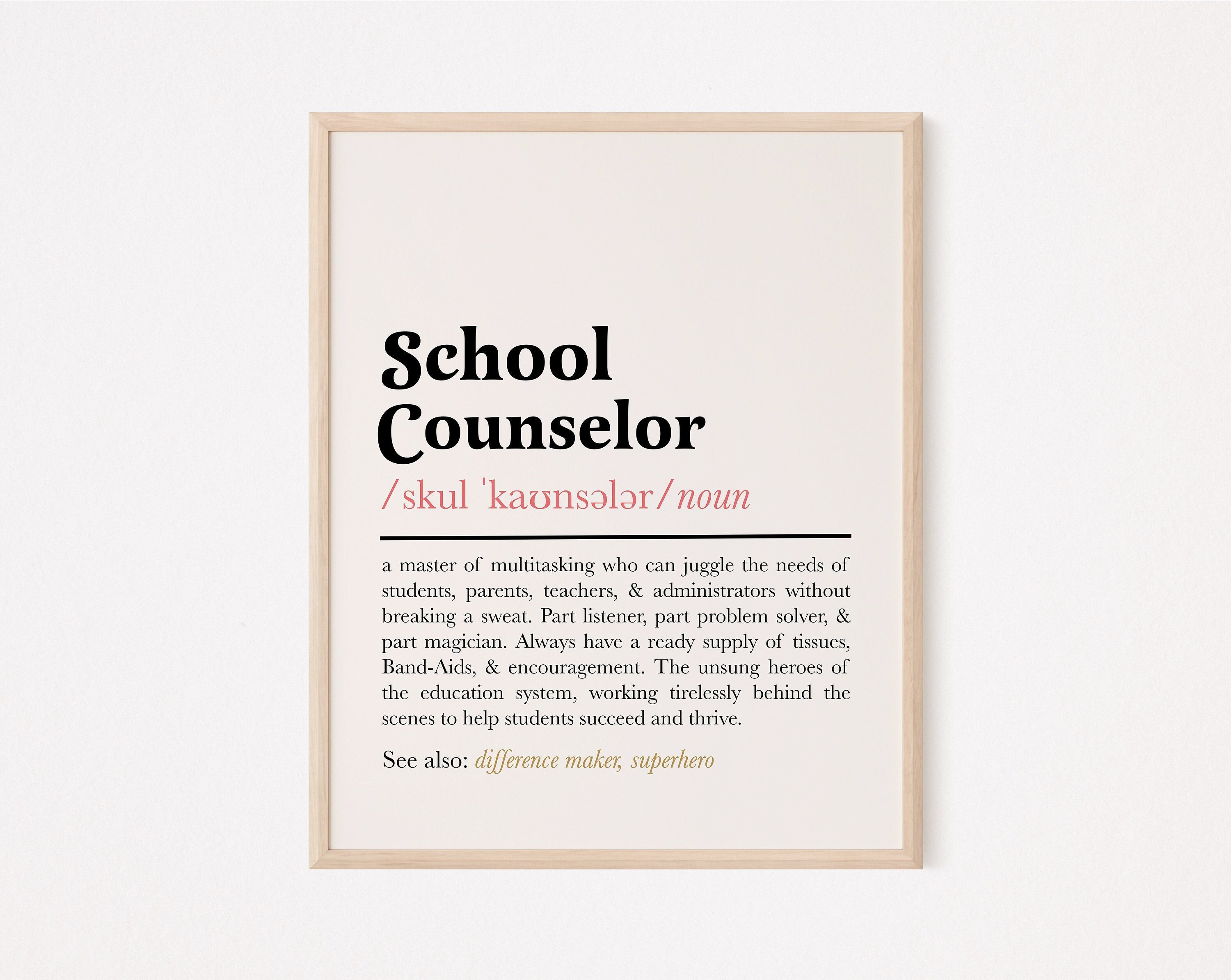 School Counselor Definition Print School Counselor Office - Etsy
