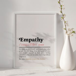 Empathy Definition Print | Empathy Poster | Empathy Wall Art | Empathy ...