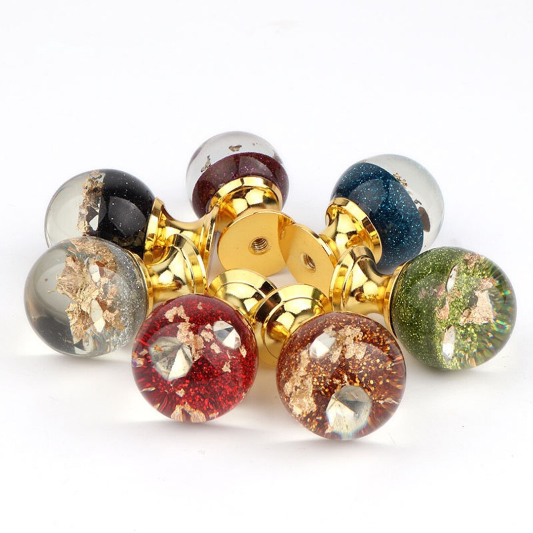 Colorful Glitter Crystal Ball Knobs Nordic Style Drawer Pulls Wardrobe ...