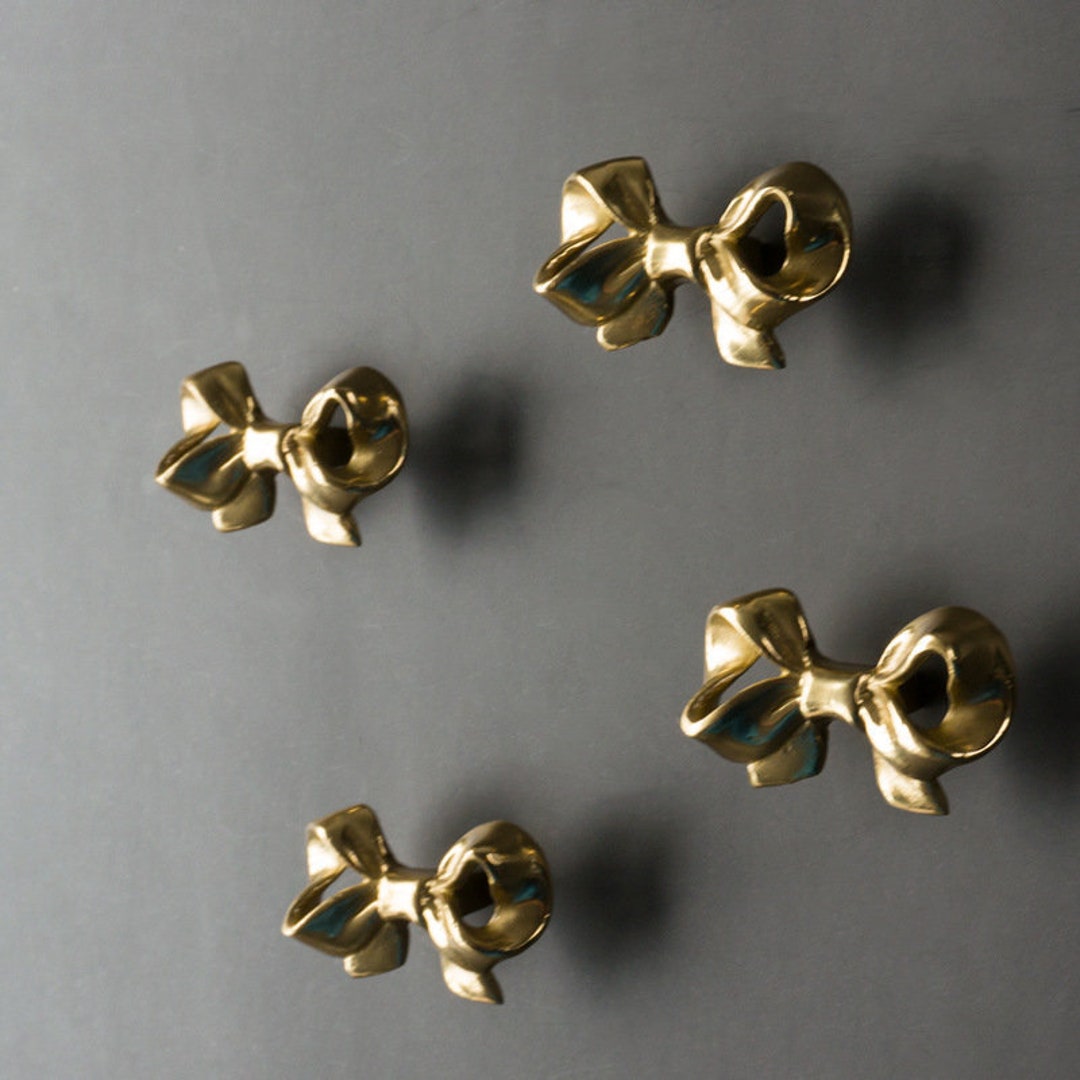 Bow Knobs Brass Drawer Pulls Wardrobe Knob Cabinet Knobs Modern Girl ...