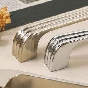 Chrome Streamline Design Handle Thickened Base Minimalist Chic Dresser ...