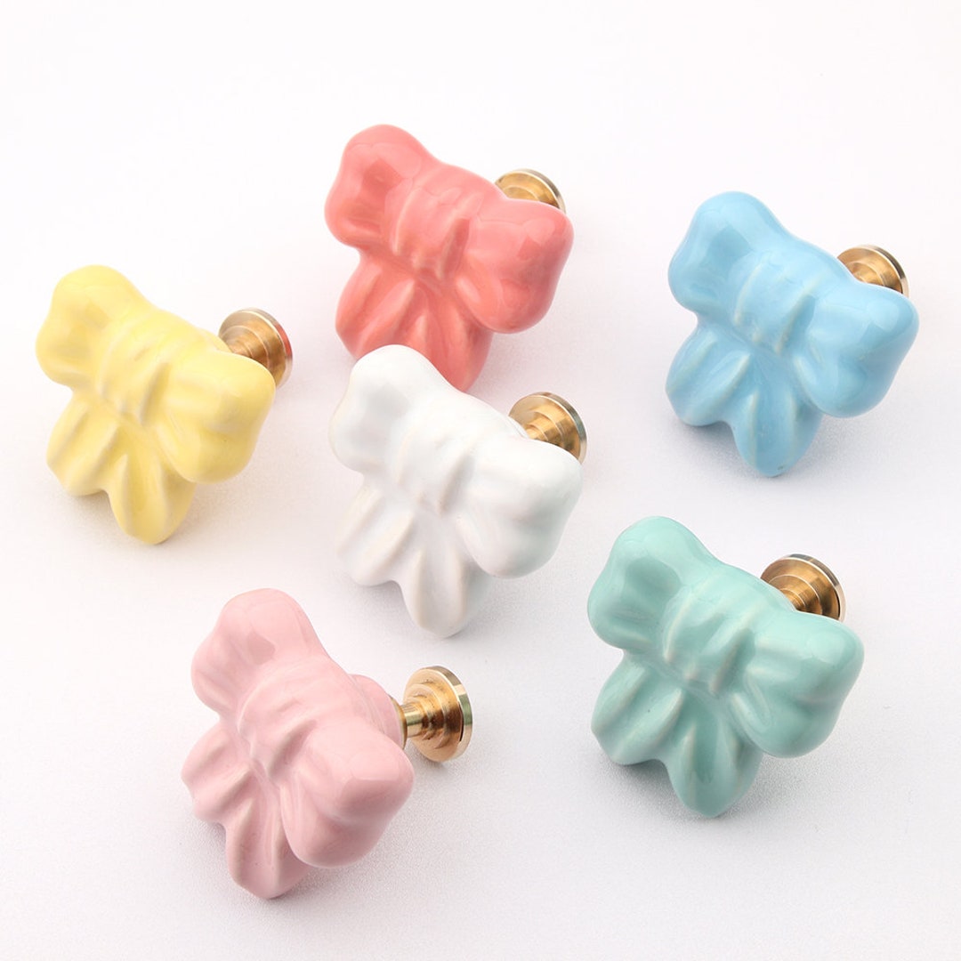 Ceramic Bow Brass Knobs Drawer Pulls Wardrobe Knob Nursery - Etsy