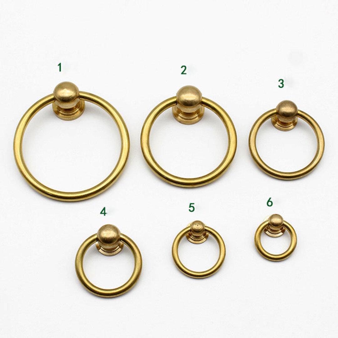 Pure Brass Pull Ring Knobs Cupboard Drawer Pulls Metal Pull Ring ...