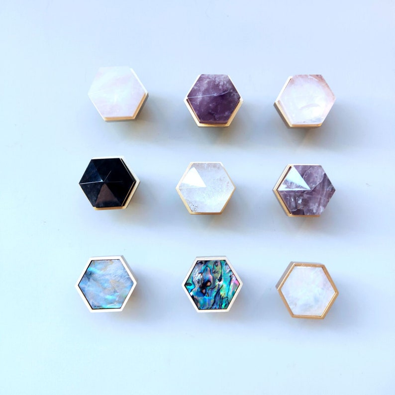 Crystal One Hole Knobs Hexagon Cupboard Drawer Pulls Luxury - Etsy ...