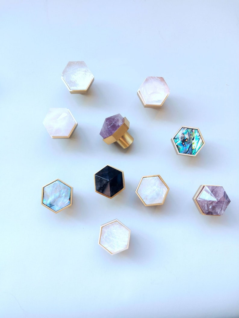 Crystal One Hole Knobs Hexagon Cupboard Drawer Pulls Luxury - Etsy ...