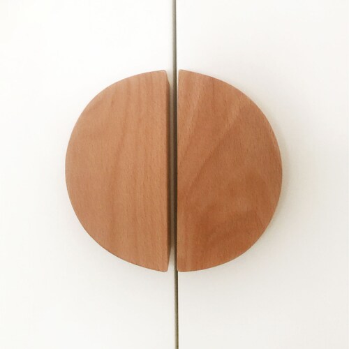 Wooden Half Circle Handles Wood Drawer Knobs Oak Half Moon - Etsy