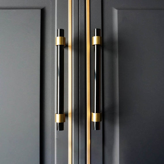Black Acrylic handles Modern smooth pulls for Cabinet | Etsy