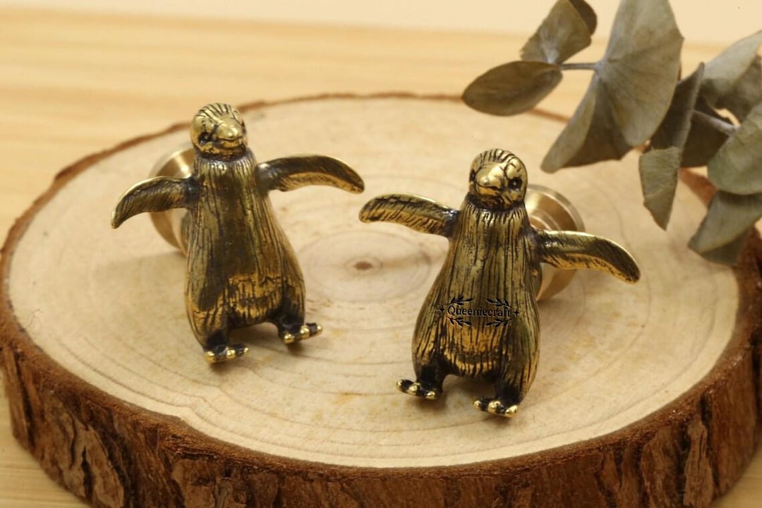 Penguin Solid Brass Drawer Knobs Animal Wardrobe Handles Custom ...
